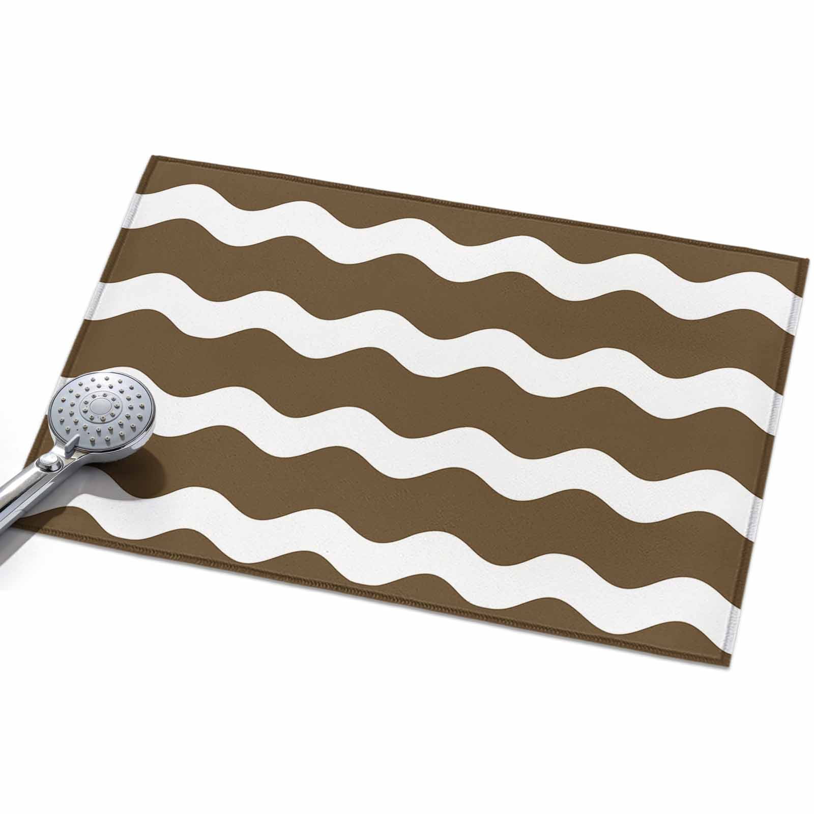 Brown Sea Area Rugs 2x3ft Wave Ripple Stripe Floor Rug Non Slip Low ...
