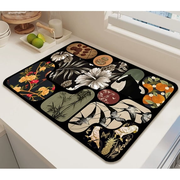 Brown Sea Glaze Wash-Free Anti-Slip Draining Mat for Kitchen Countertop ...