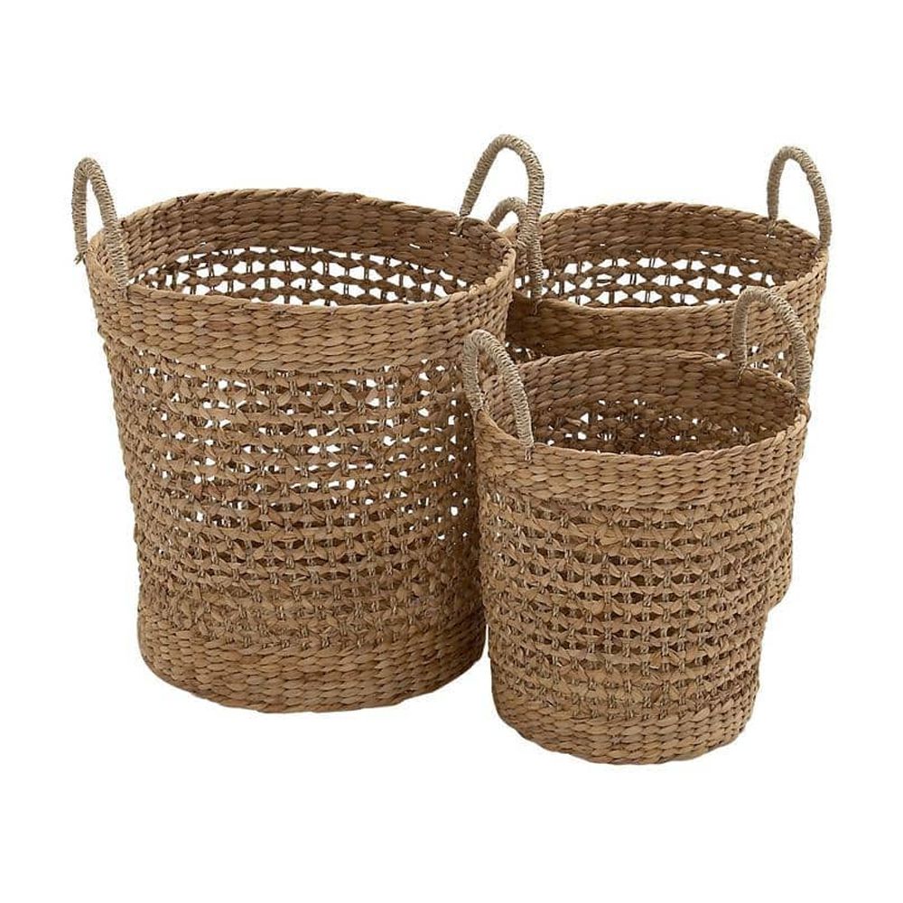 Brown Sea Grass Natural Storage Basket 21 in., 18 in., and 16 in. (Set ...