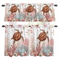 Brown Sea Turtles Kitchen Curtains Set for Windows, Summer Ocean Marine ...