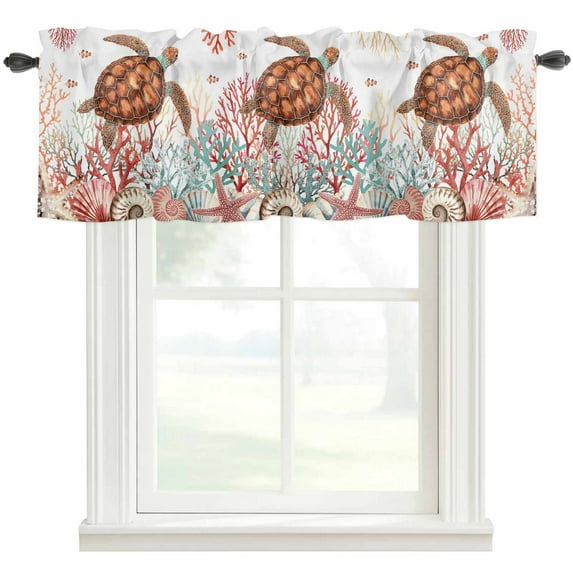 Brown Sea Turtles Valances for Windows Summer Ocean Marine Life Red ...