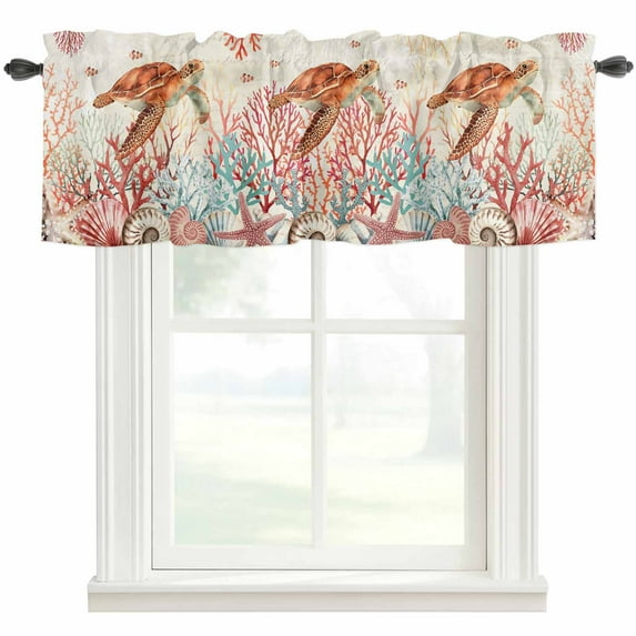 Brown Sea Turtles Valances for Windows Summer Ocean Red Marine Life ...