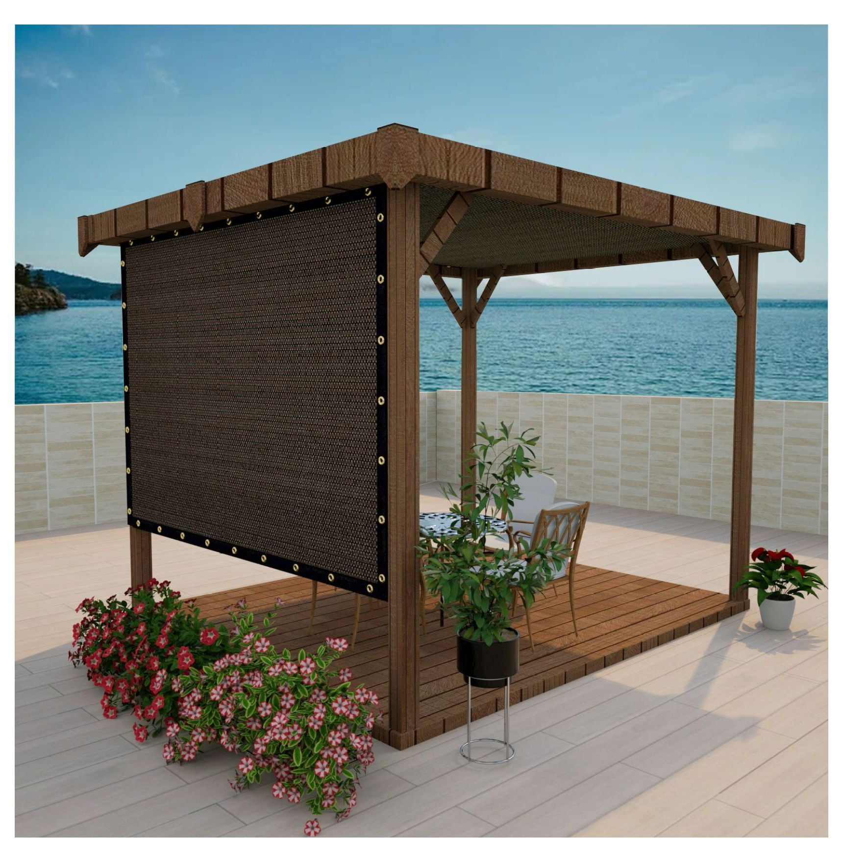 Brown Shade Cloth with Grommets 185 GSM - Sun Shade Sail for Pergola ...