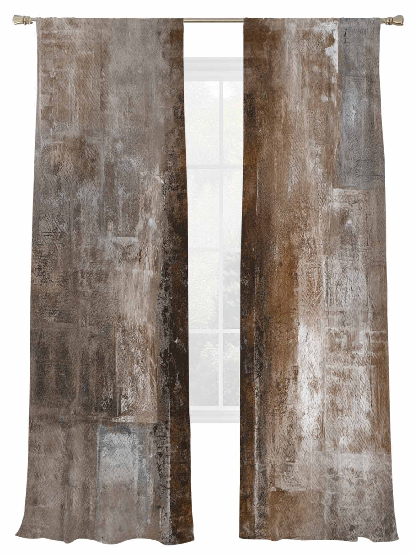 Brown Sheer Curtains 108 Inch Length 2 Panels Set, Semi Transparent ...