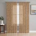Brown Sheer Curtains for Living Room Bedroom, White Dots and Lines ...