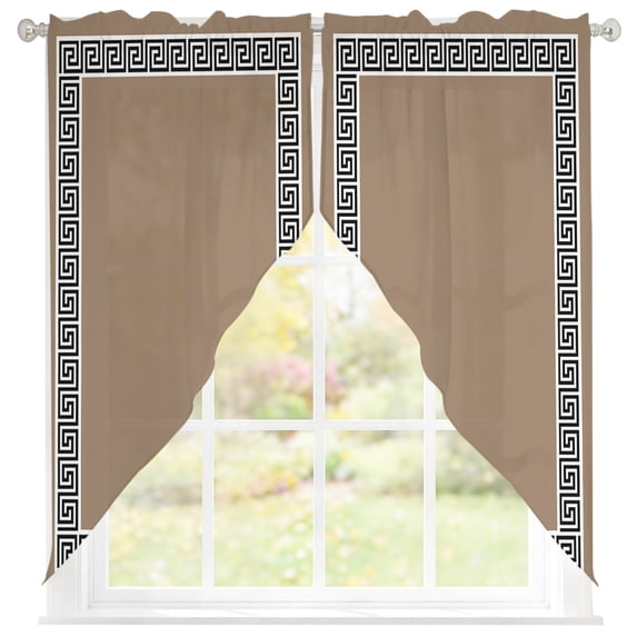 Brown Sheer Curtains Swag Valances for Windows Greek Chinese Style ...