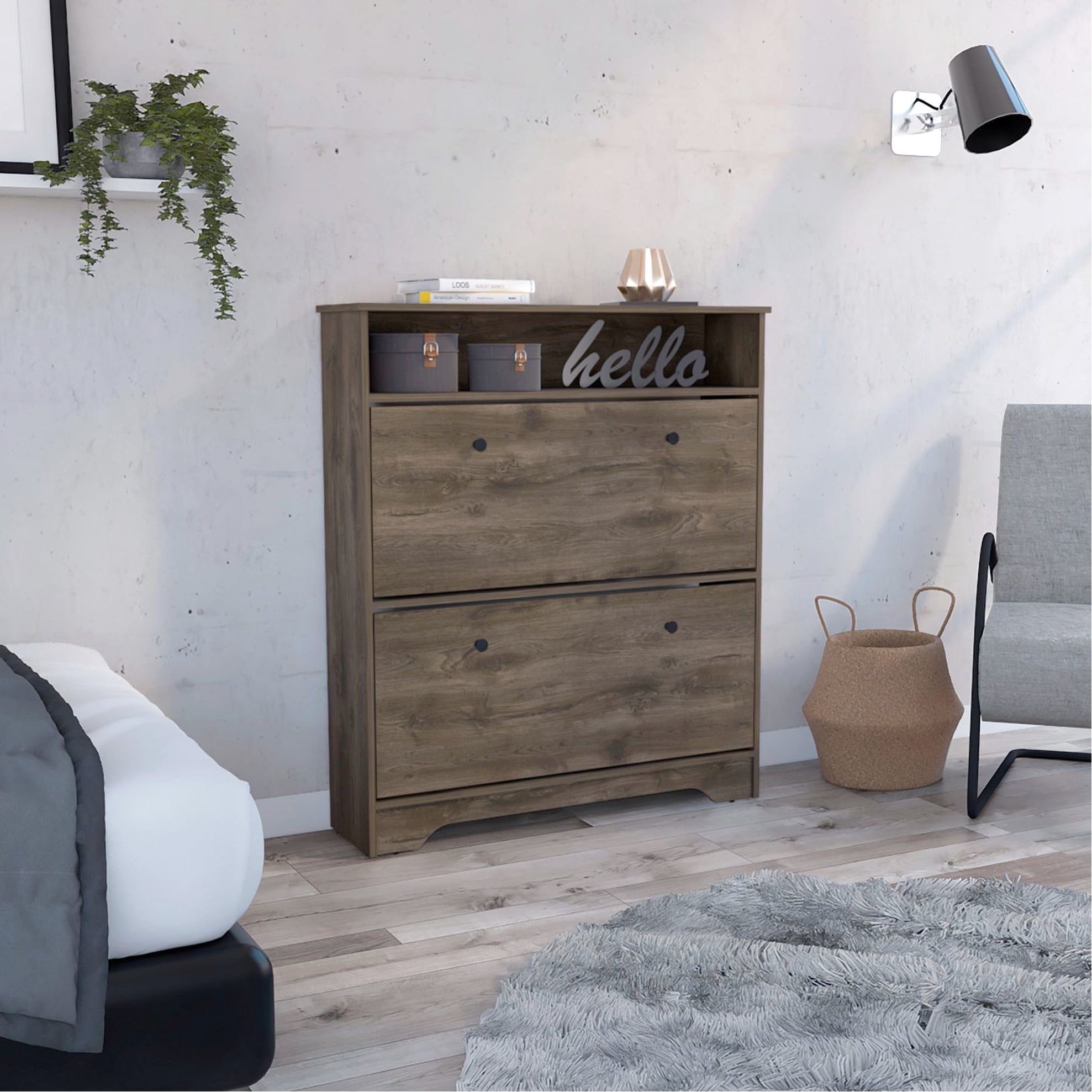 Brown Shoe Rack 46" Tall With Internal Storage And Appealing Character ...