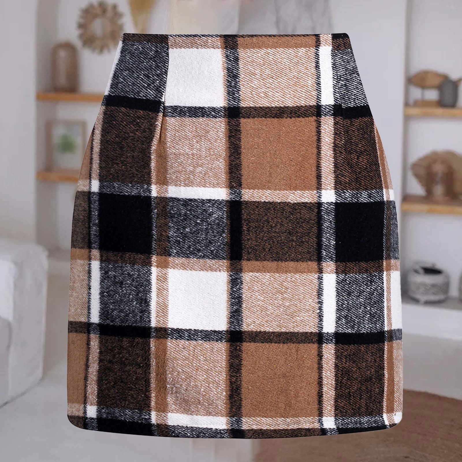Brown Shorts for Women's Mini Skirts 2025 Fall Winter Wool High Waisted ...