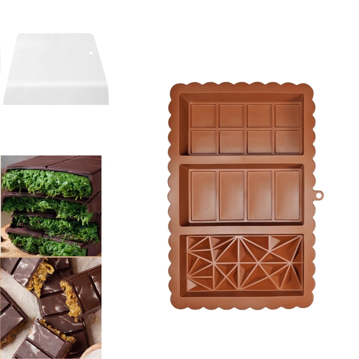 Brown Silicone Chocolate Bar Mold,QZS Portable Non-Stick Silicone ...