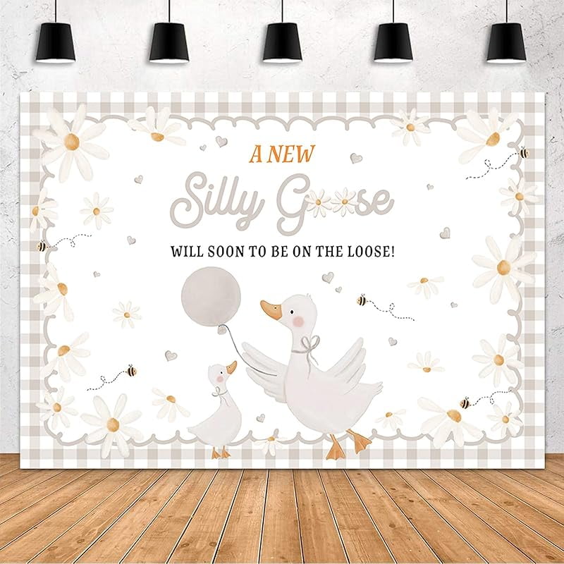 Brown Silly Goose Baby Shower Backdrop A Little Silly Goose Will Soon ...