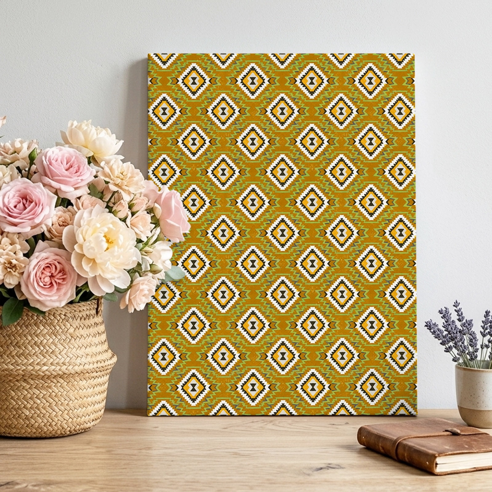 Brown Slate Diamonds Canvas Wall Art for Living Room, Abstract Vintage ...