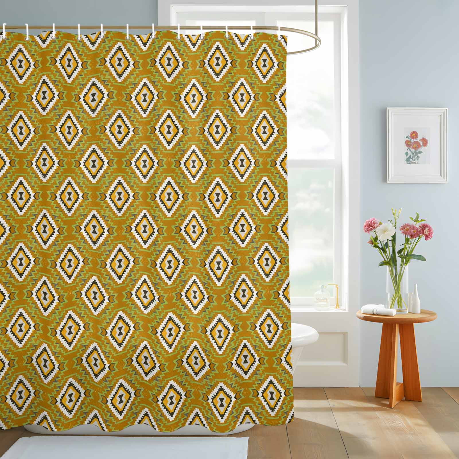 Brown Slate Diamonds Shower Curtain, Abstract Vintage Minimalist ...