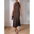 Brown Sleeveless High Neck Maxi Dress With Fishtail Hem And Side Slit ...