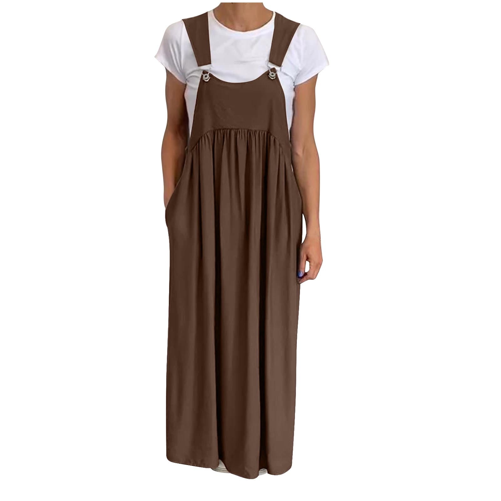 Brown Sleeveless Slip for Juniors Fall Summer Boat Neck Faux Gauze ...