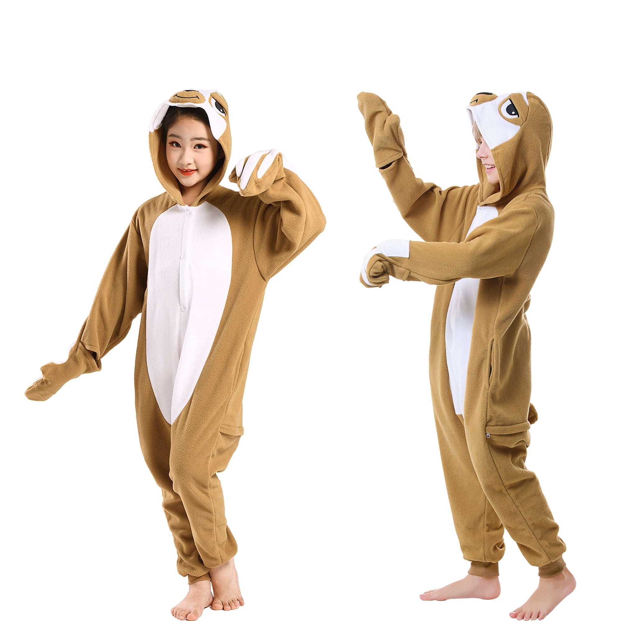 Brown Sloth Onesie Kids CANASOUR Cosplay Animal Pajamas for Girls and ...