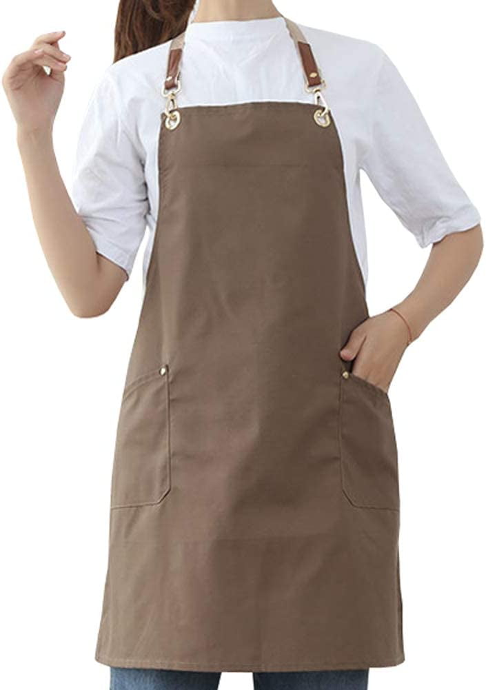 Brown Smock Apron for Women Restaurant Bakery Adjustable Apron Ladies ...