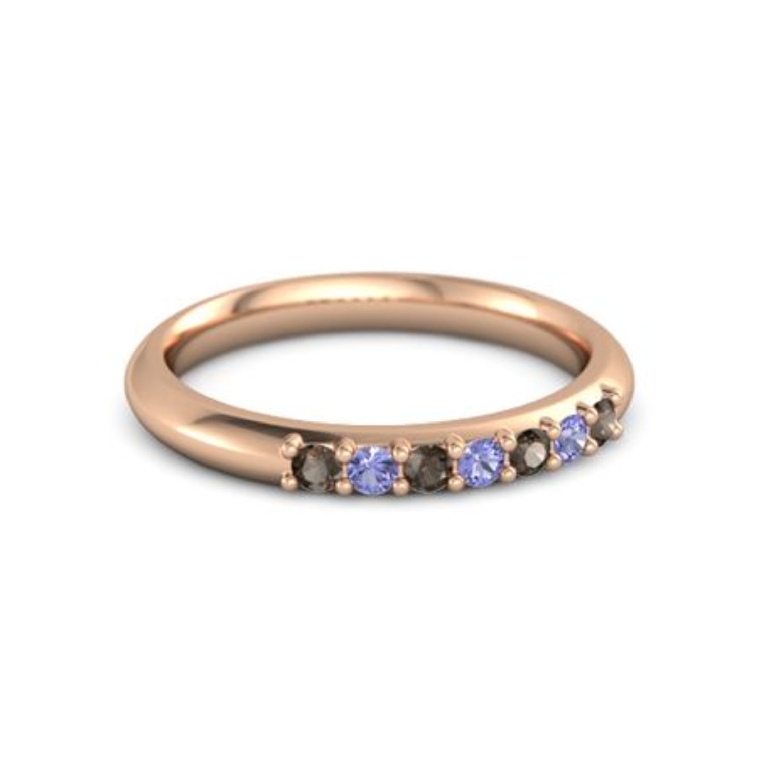 Brown Smoky Quartz & Iolite Half Eternity Dainity Band Ring Silver Rose ...