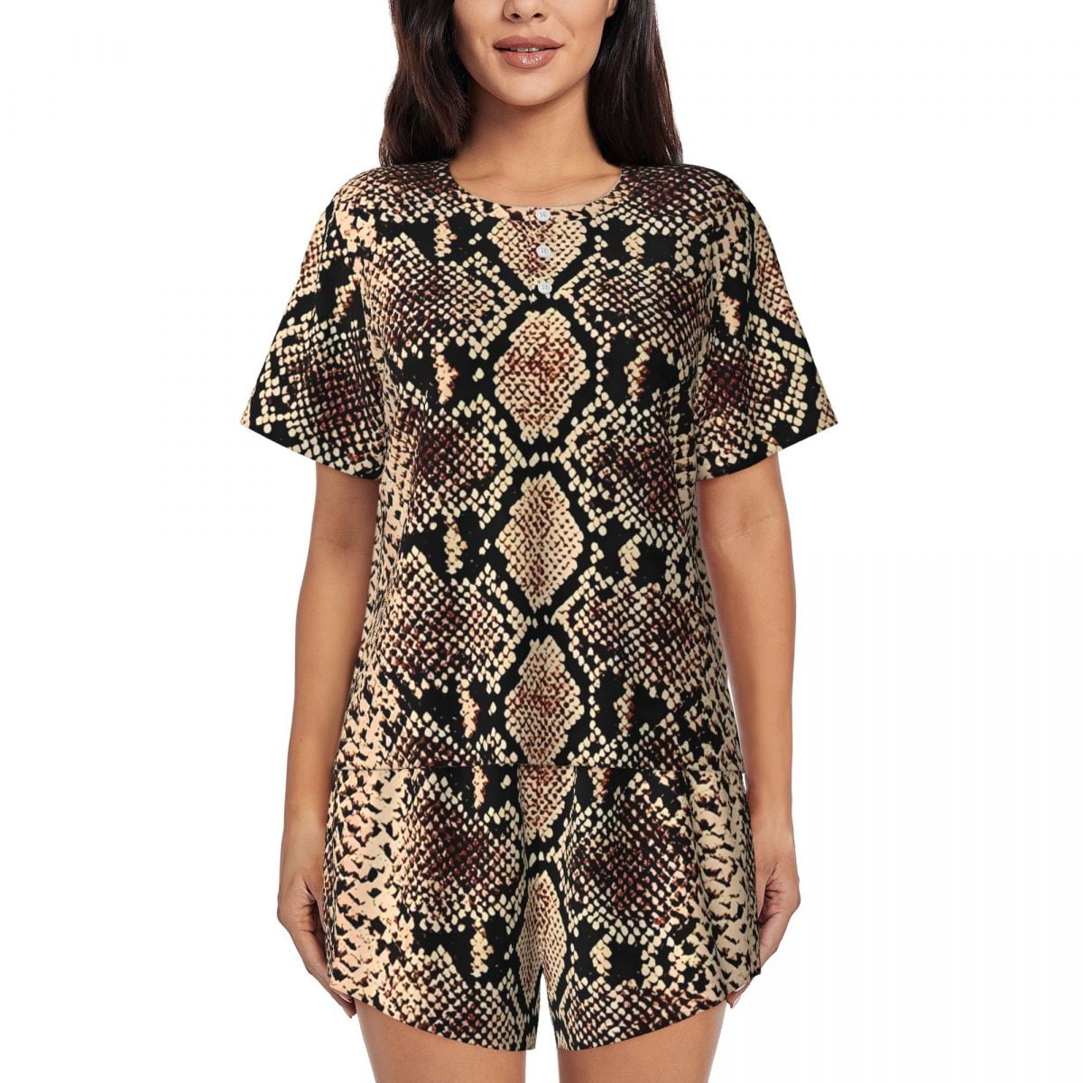 Brown Snake Pajamas Female vintage print Funny Home Suit Daily Short ...