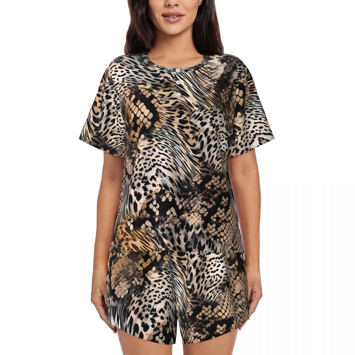 Brown Snake Pajamas Female vintage print Funny Home Suit Daily Short ...