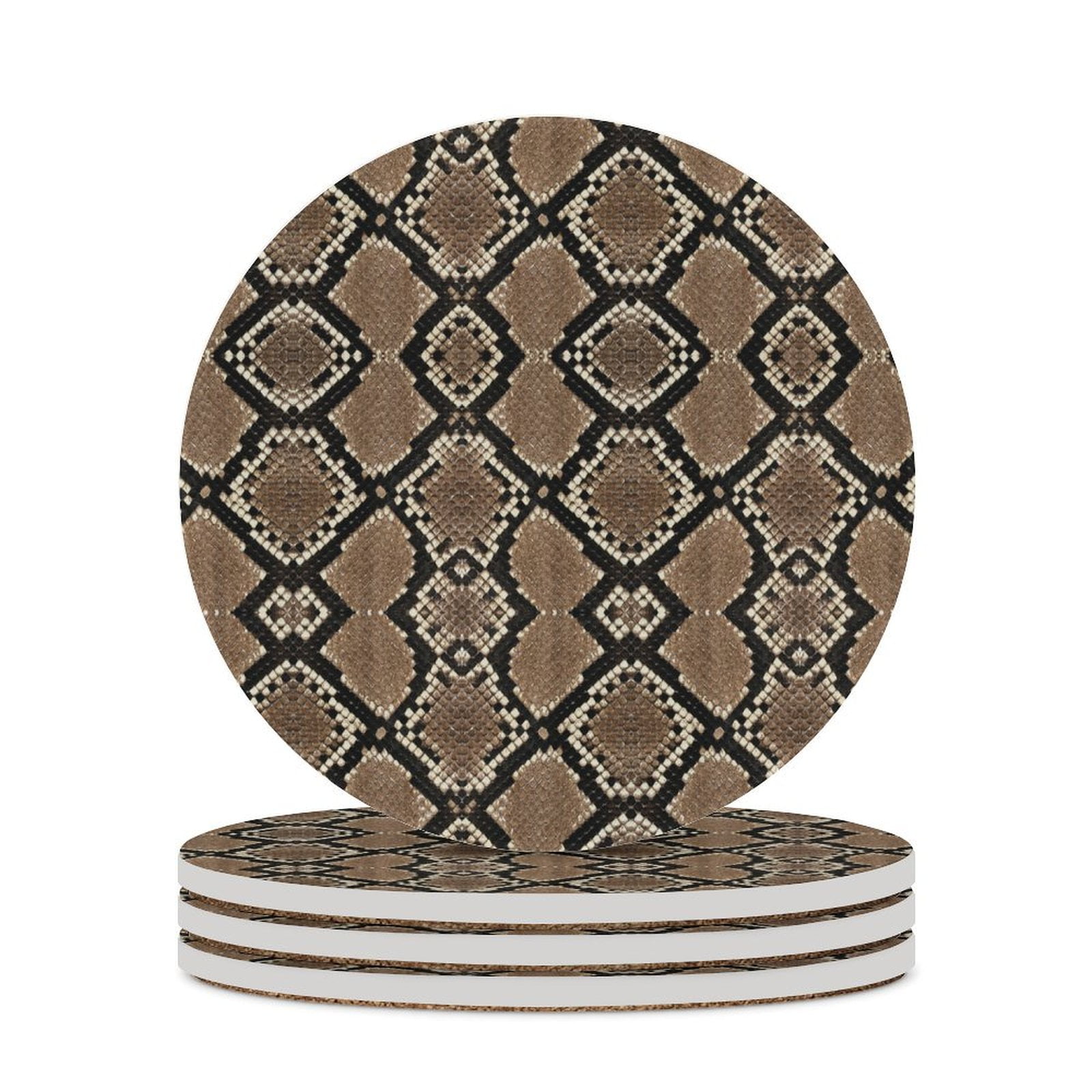 Brown Snake Pattern Ceramic Coasters Absorbent Coasters for Drinks ...