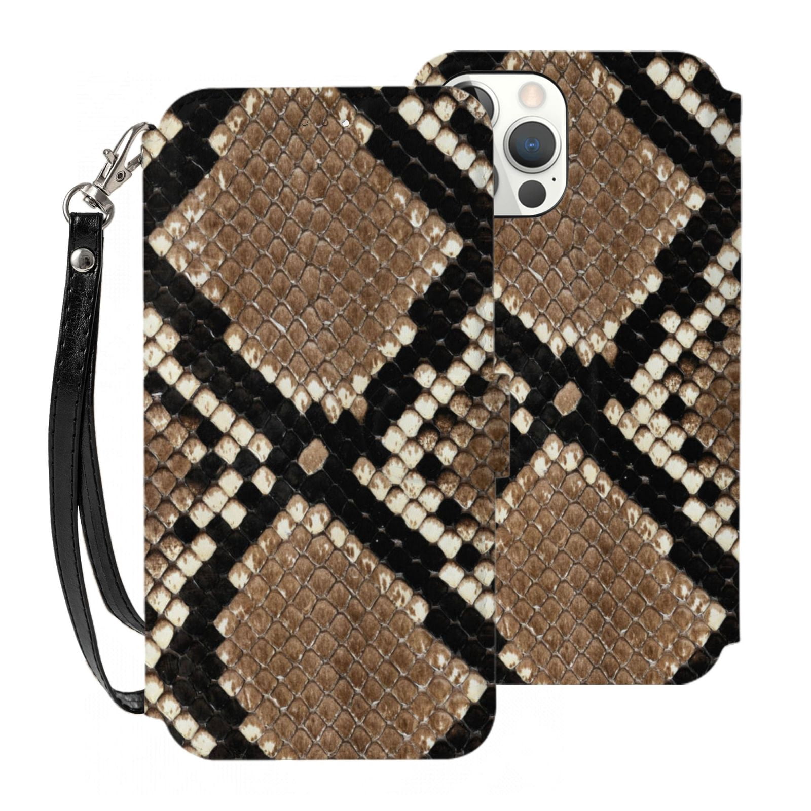 Brown Snake Pattern Leather Wallet Phone Case Wallet Case for iPhone 12 ...