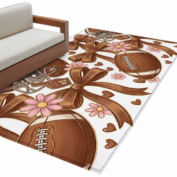 Brown Soccer Area Rug 3x5 Washable Rug Non Slip Retro Football Sports ...