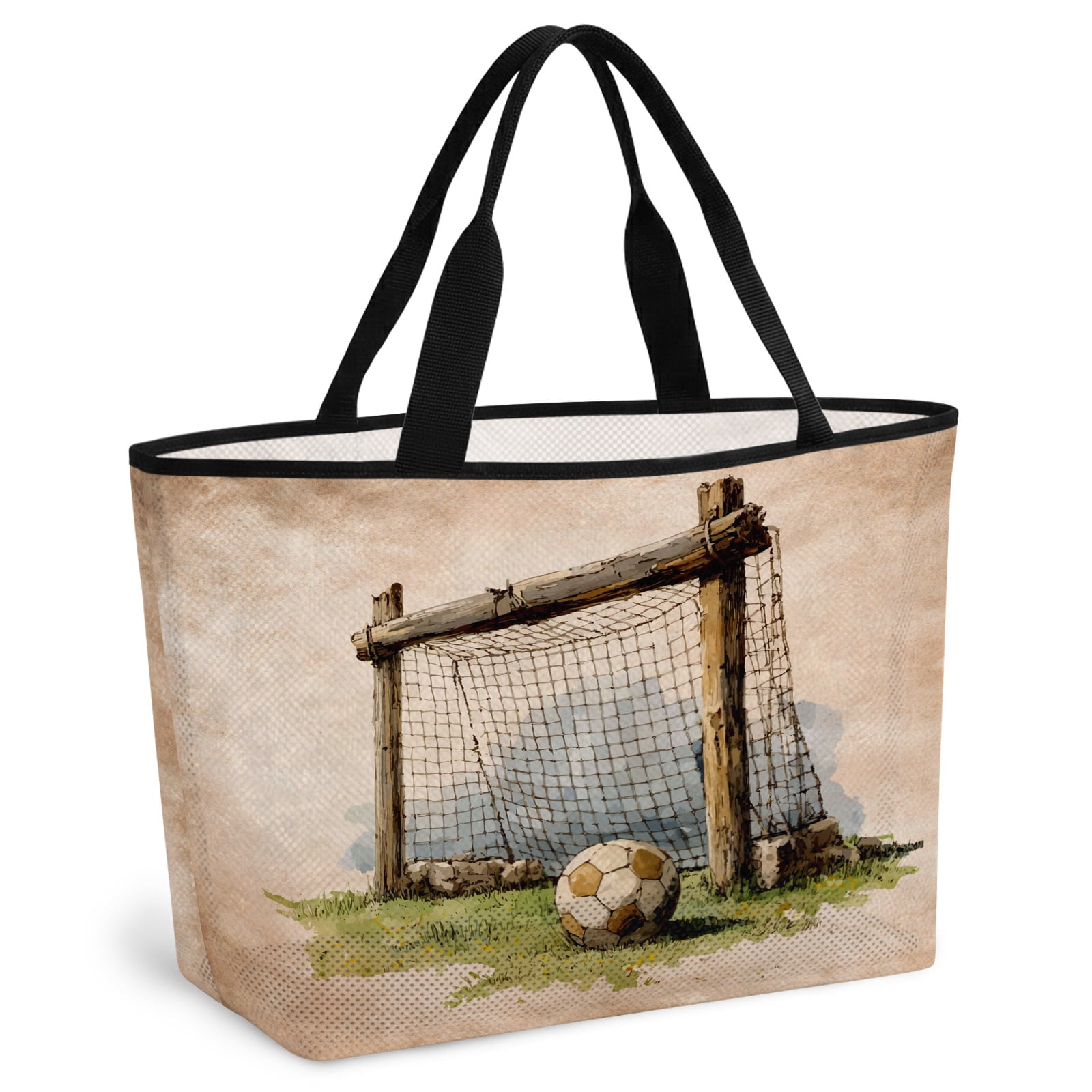 Brown Soccer Field Beach Bag for Women, Large Breathable Mesh Beach ...