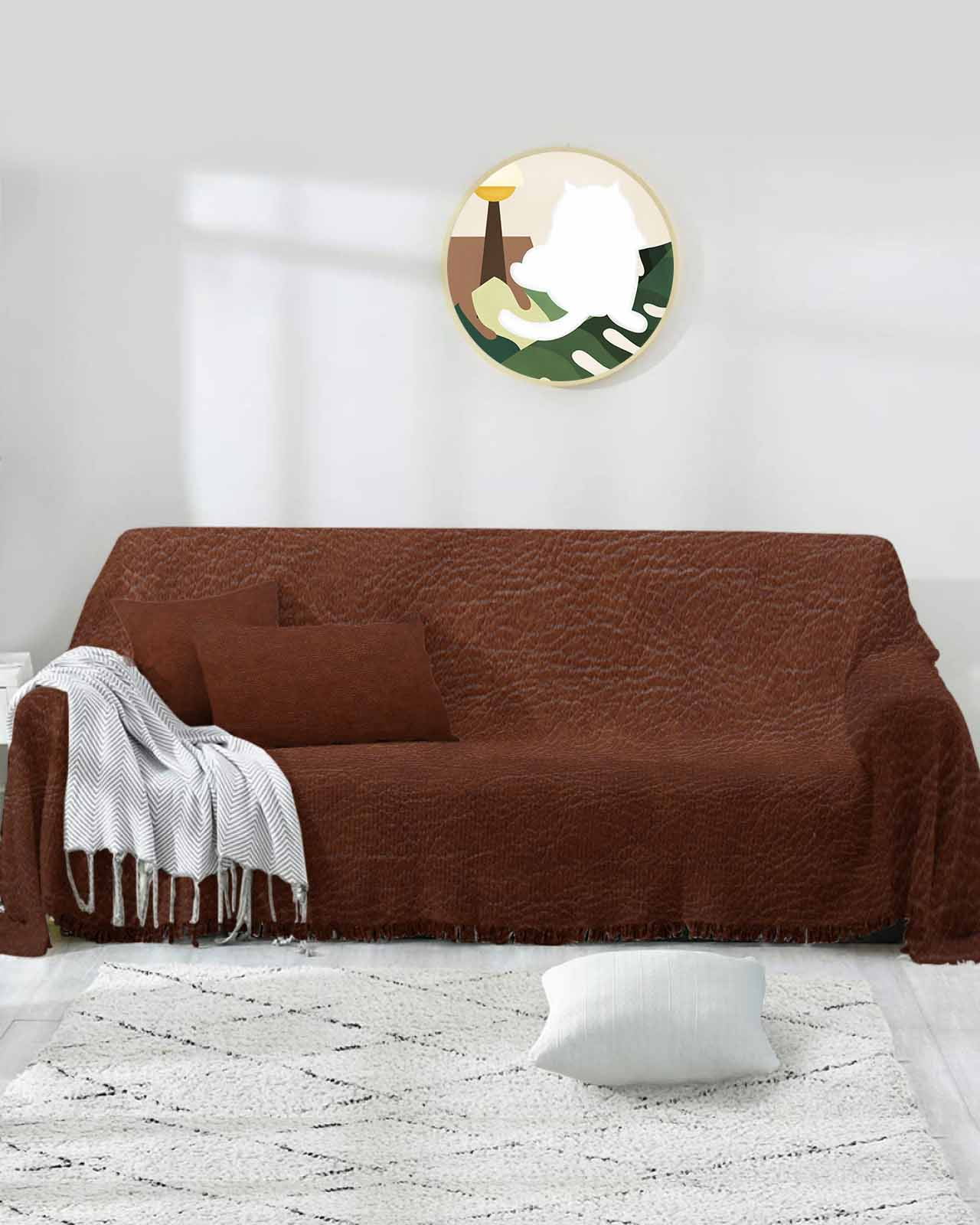 Brown Sofa Couch Covers for 3 Cushion Couch,Washable L Shape Sectional ...