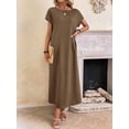 Brown Solid Batwing Sleeve Maxi Casual Dress For Women Summer - Walmart.com