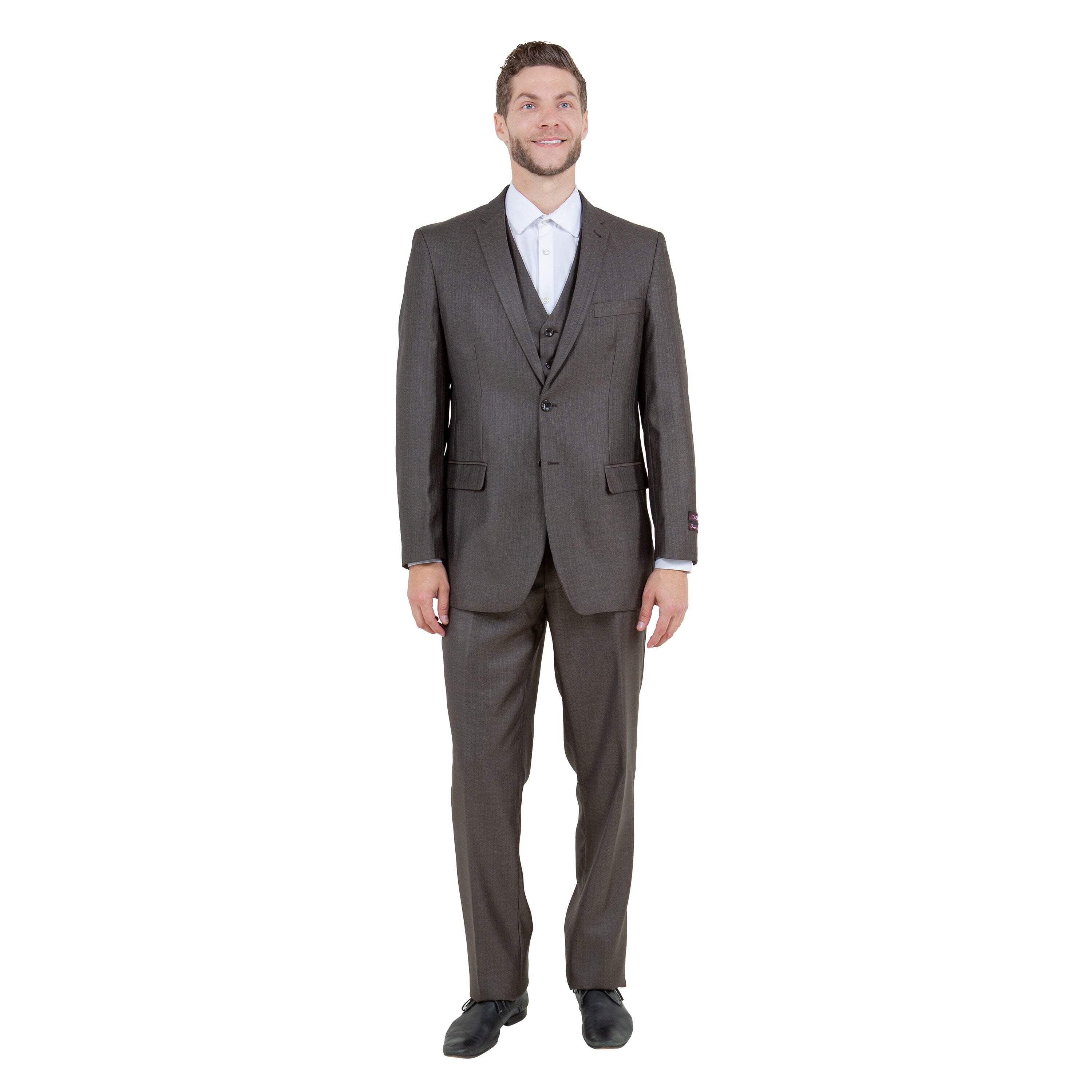 Brown Solid Shiny Sharkskin 3-PC Regular Modern Fit Suits - Walmart.com