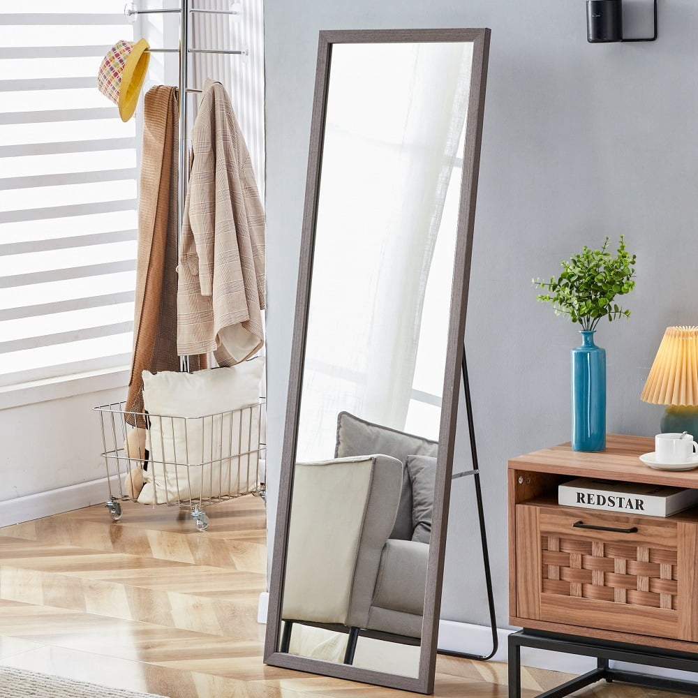 Brown Solid Wood Frame Full-length Mirror, Dressing Mirror, Bedroom ...