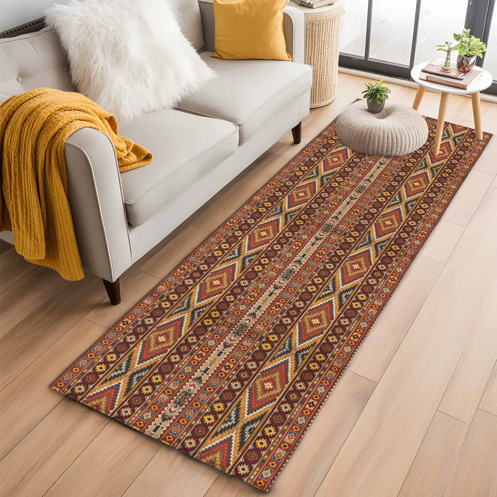 Brown Southwest Aztec Kitchen Runner Rug 2x6 Washable Runners for ...