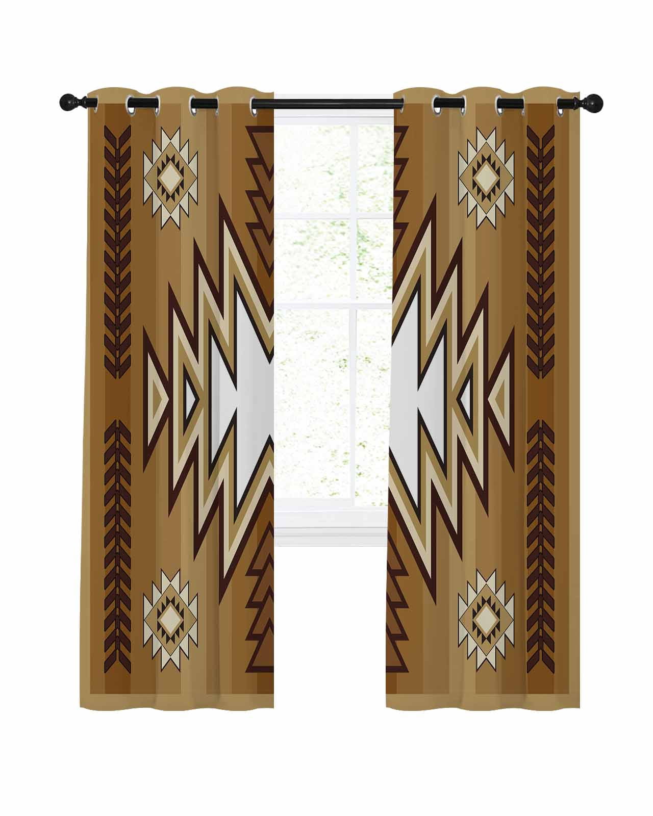 Brown Southwest Blackout Curtains, Light Blocking Print Window Curtains ...