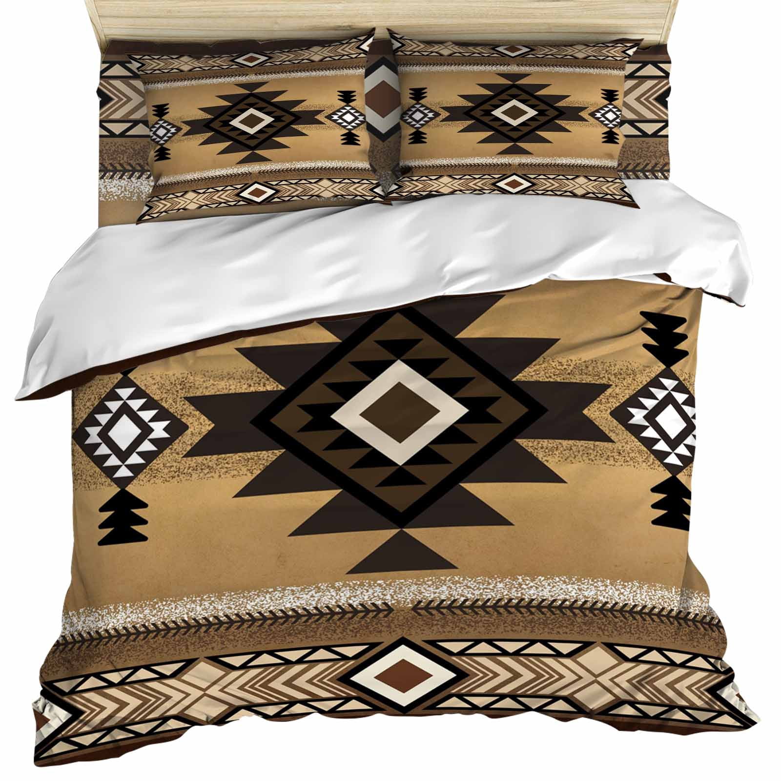 Brown Southwest Duvet Cover Set, Boho Aztec Ethnic Abstract Geometric ...