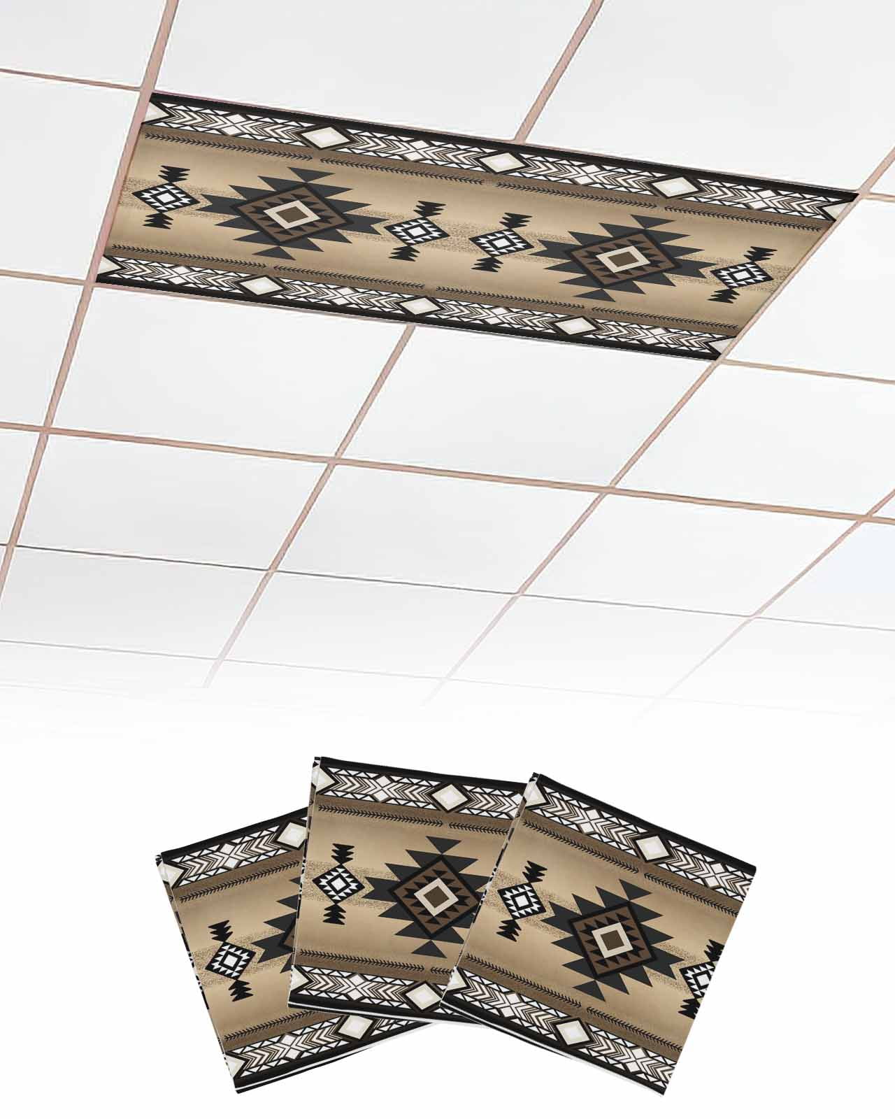 Brown Southwest Fluorescent Light Covers for Ceiling Lights 4x2 feet,3 ...