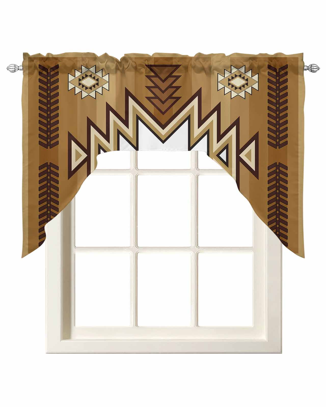 Brown Southwest Kitchen Swag Valances for Windows, Western Rustic ...