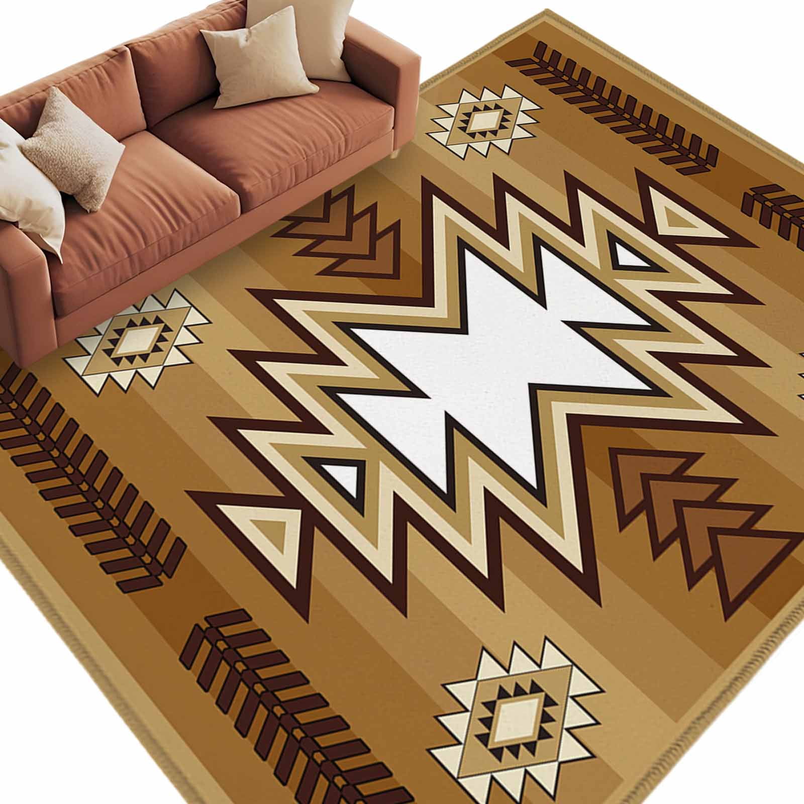 Brown Southwest Large Area Rugs for Bedroom Living Room, Soft Non Slip ...