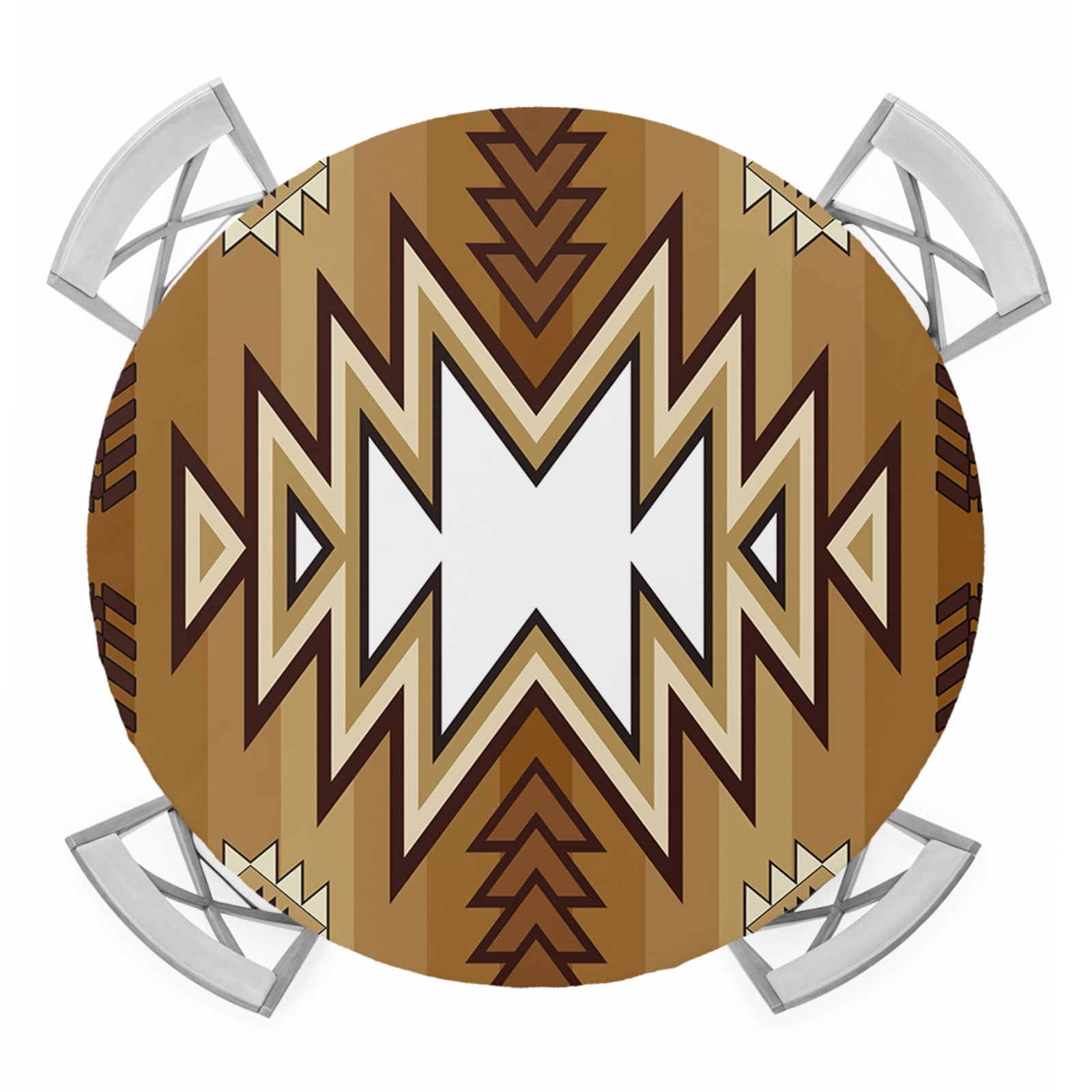 Brown Southwest Round Tablecloth for 36-44 Inch Tables,Fitted Table ...