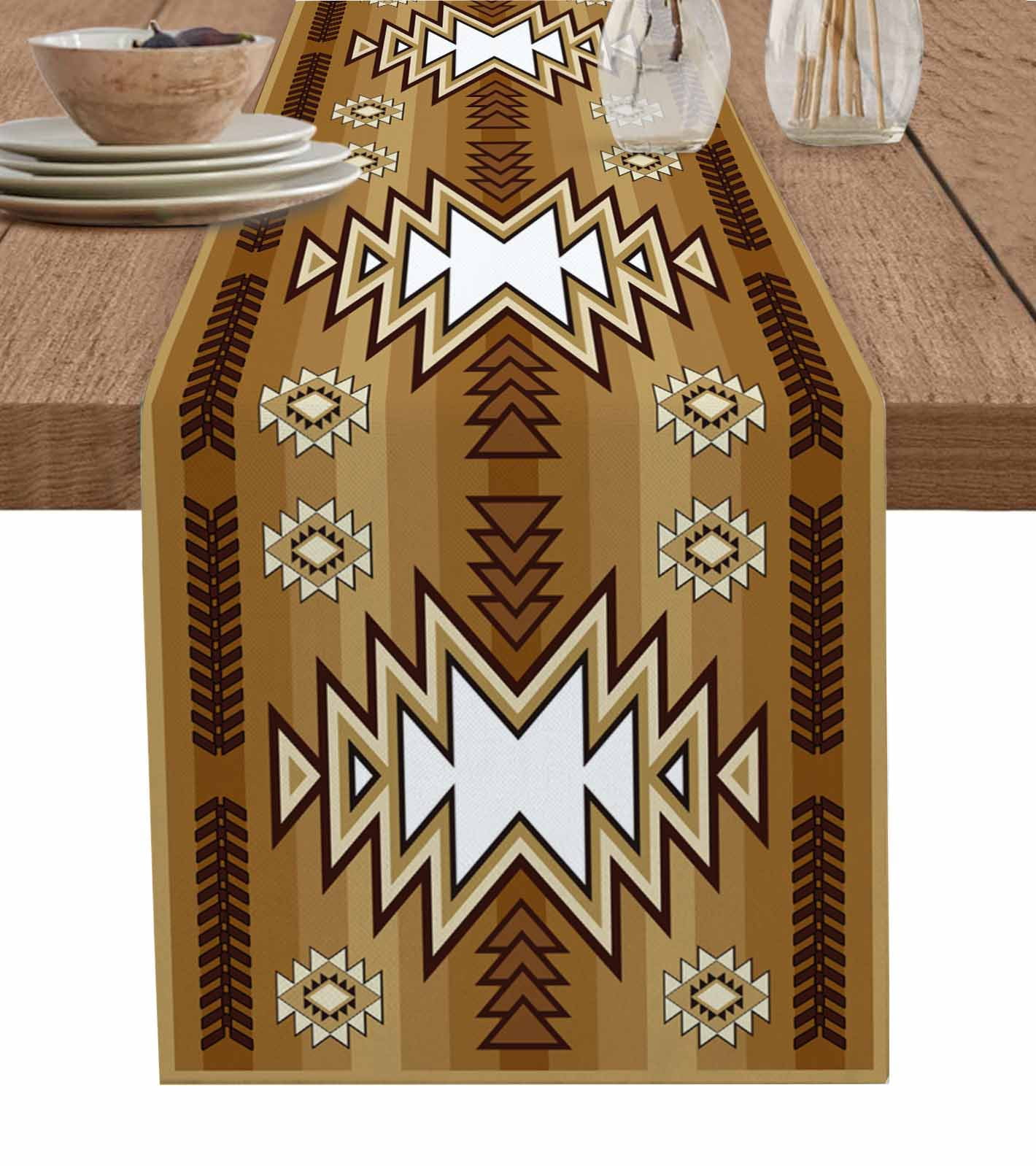 Brown Southwest Table Runner Western Rustic Ethnic Mexican Aztec ...