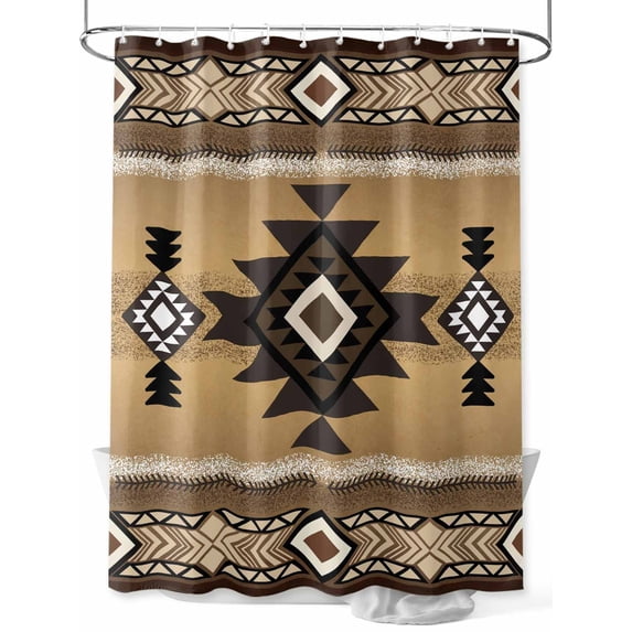 Brown Southwest Tribal Pattern Shower Curtain, Boho Retro Ethnic Style ...