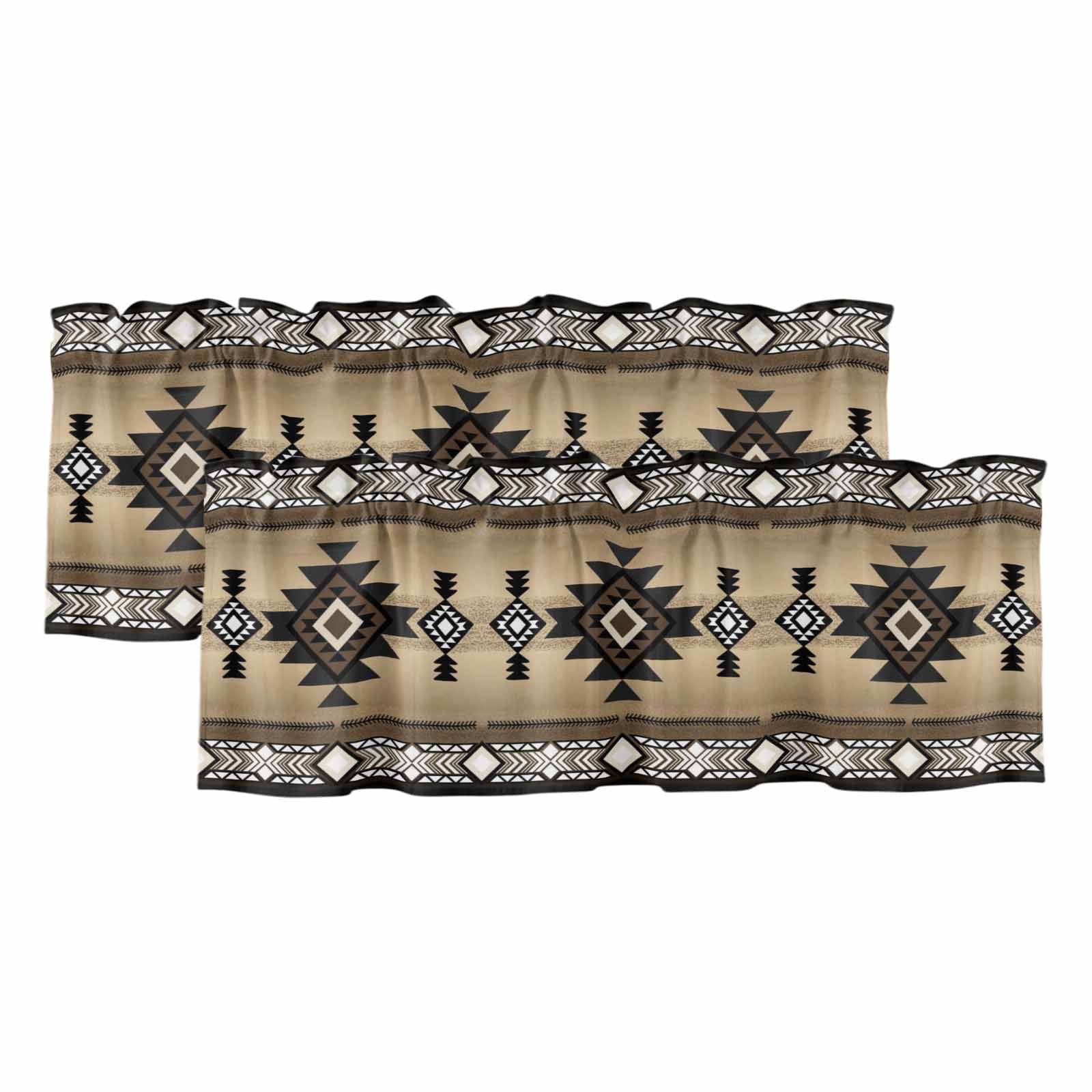 Brown Southwest Valances for Windows, Farmhouse Boho Aztec Geometric ...