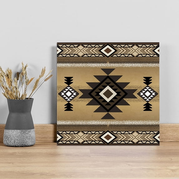 Brown Southwest Wall Art Painting on Canvas, Boho Ethnic Abstract ...