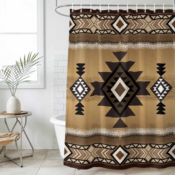 Brown Southwest Waterproof Fabric Shower Curtain,Boho Aztec Ethnic ...