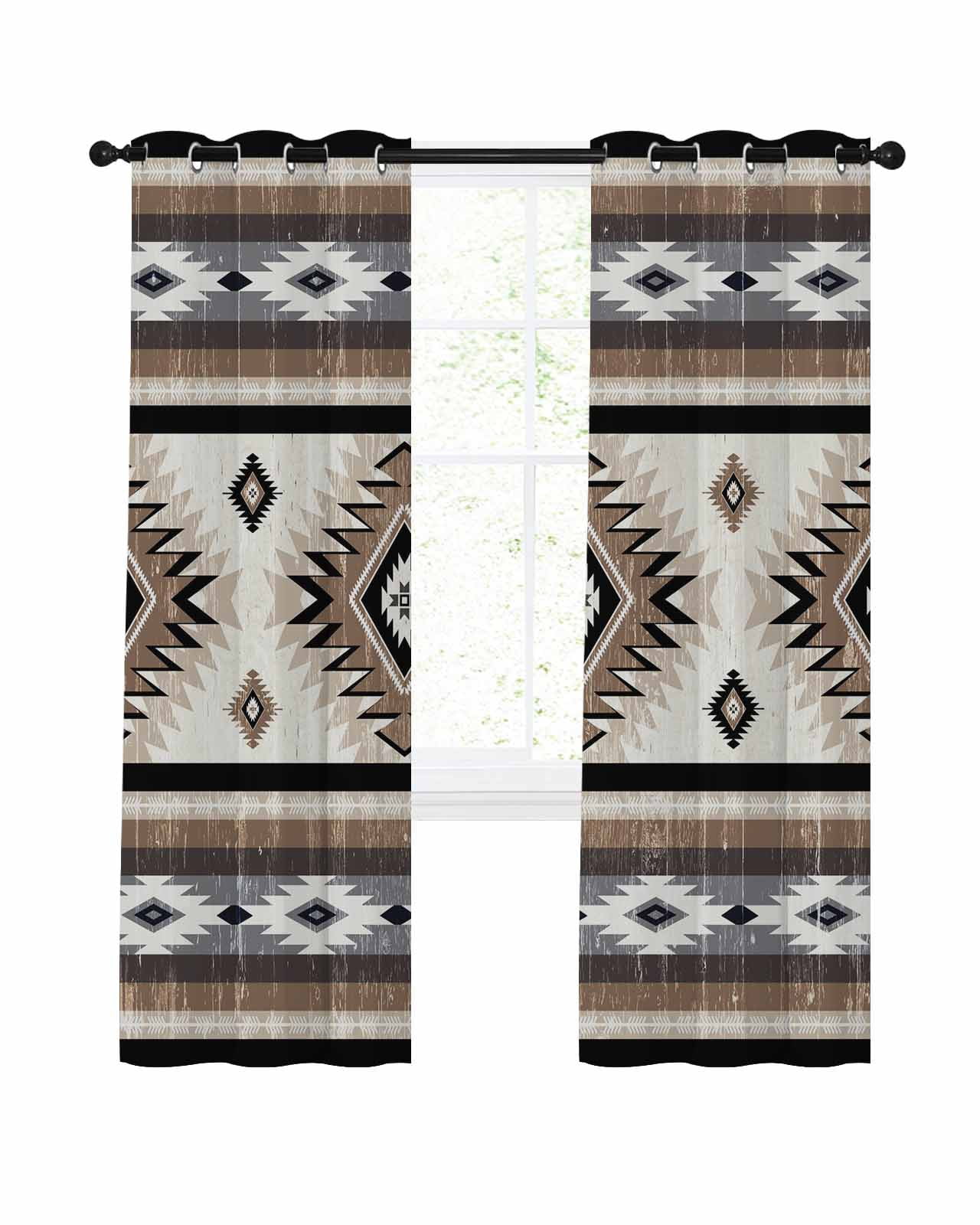 Brown Southwestern Blackout Curtains 2 Panels Set Native Aztec Ethnic ...