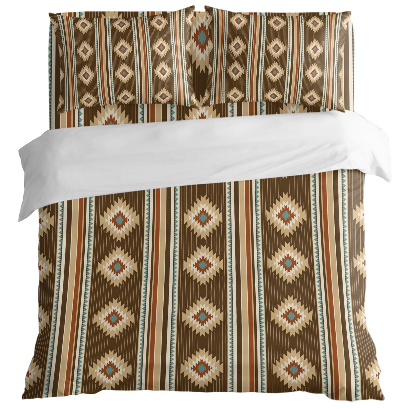 Brown Southwestern Duvet Cover Set Full Size, Aztec Diamond Motif ...