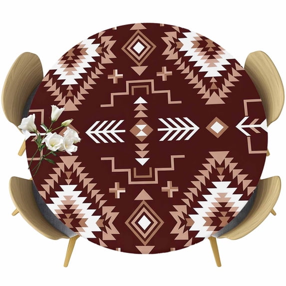Brown Southwestern Round Tablecloth 55-60 Inch Round Fitted Table Cloth ...