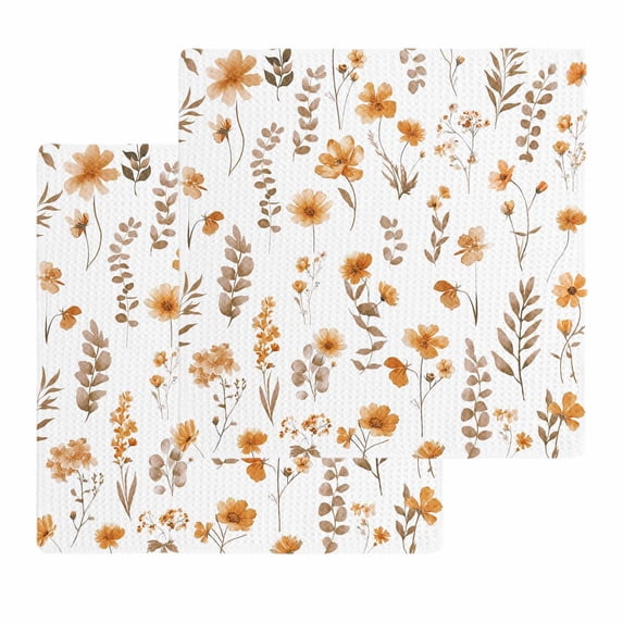 Brown Spring Floral Kitchen Dish Towels for Drying Dishes Set of 2 ...
