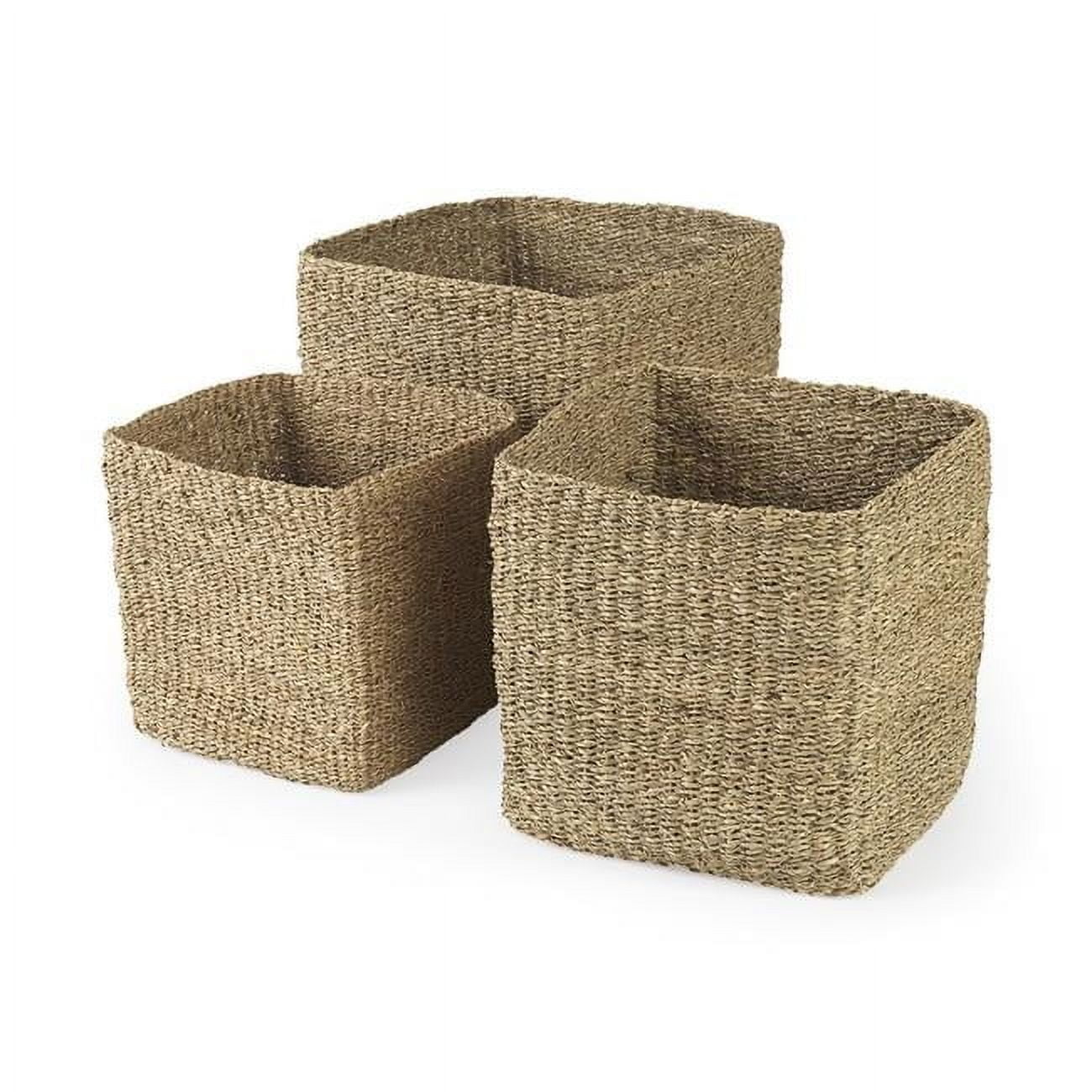 Brown Square Wicker Storage Baskets - Set of 3 - Walmart.com