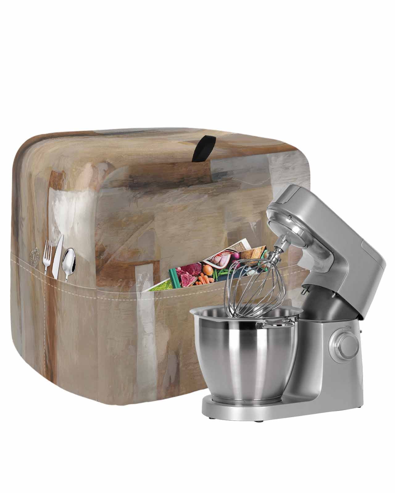 Brown Stand Mixer Dust Cover with Storage Pocket & Handles,Abstract ...