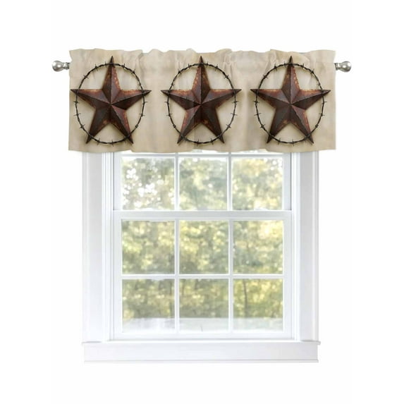 Brown Star Country Curtain Valances for Windows, Vintage Farmhouse ...